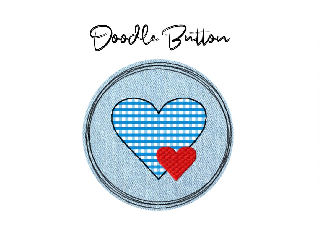 Embroidery File Doodle Button Heart Frame From 10 Cm X 10 Cm ...