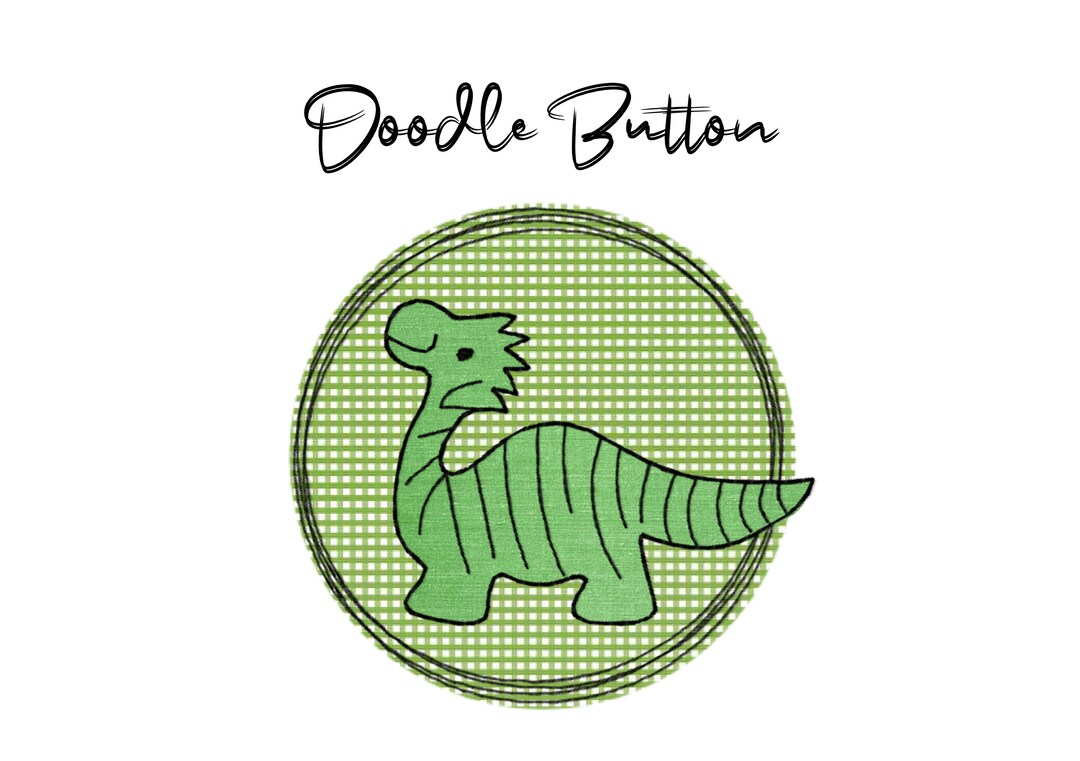 Embroidery File Doodle Button Dino Frame From 10 Cm X 10 Cm ...