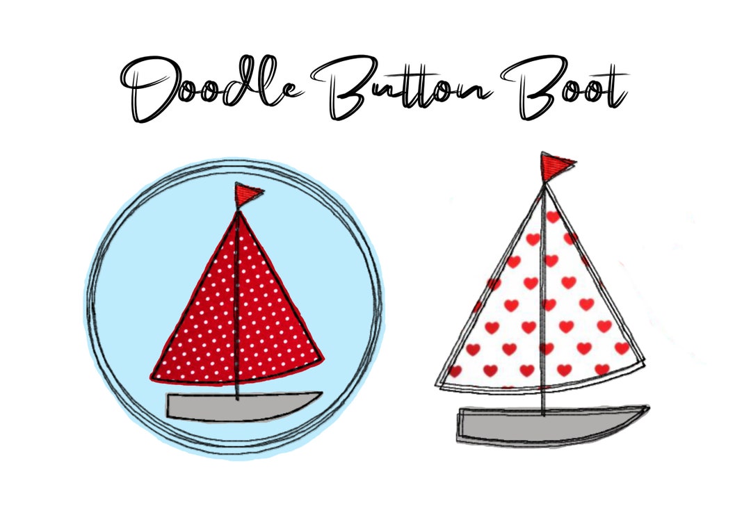Embroidery File Doodle Button Boat - Frame From 10 Cm X 10 Cm, Sailboat ...