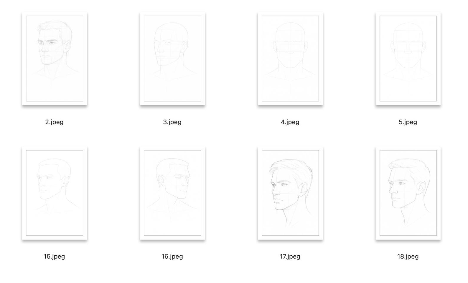 Printable A4 Male Face Sketches – 27 Blank Face Outlines for Tracing ...