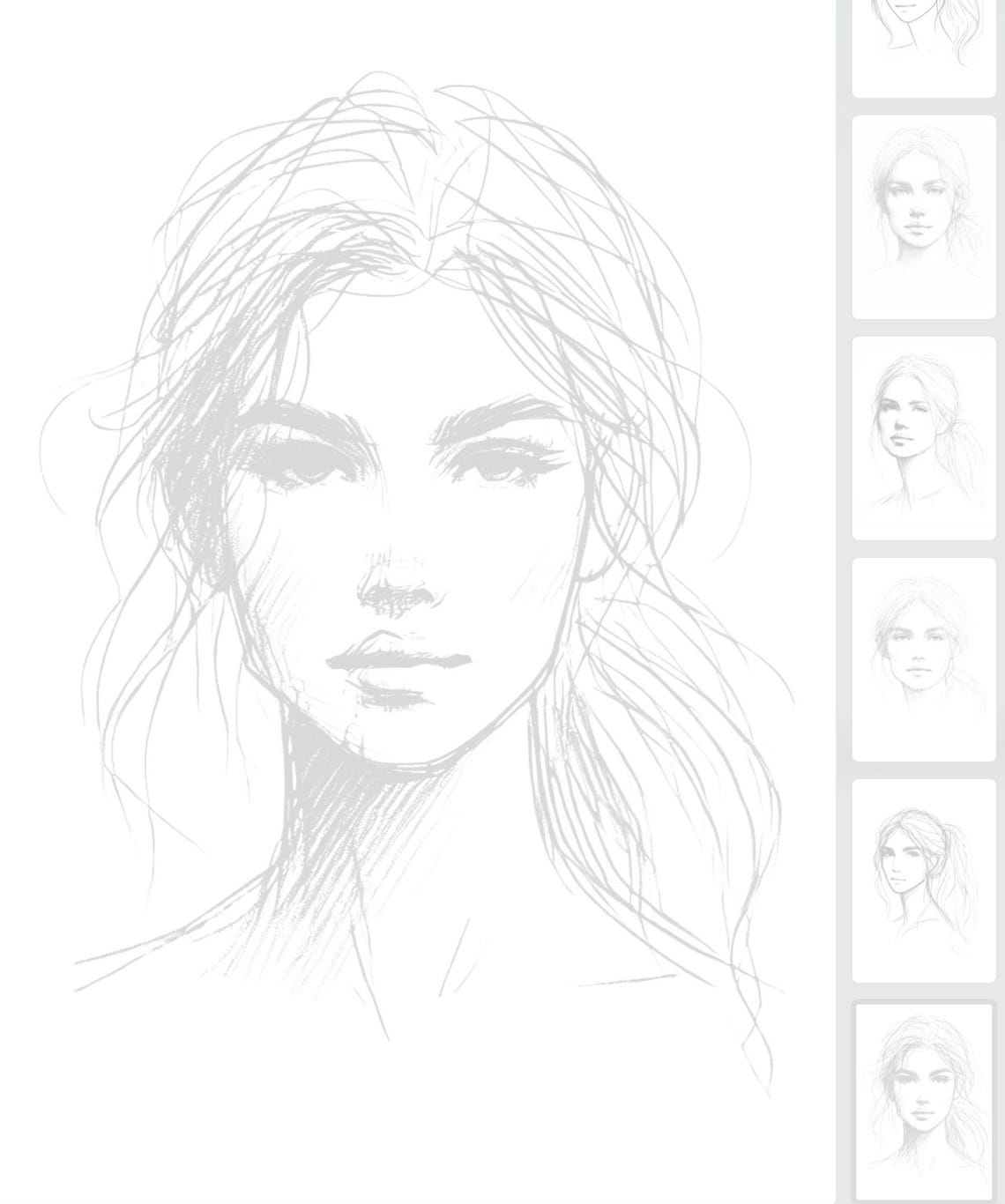 Printable A4 Female Face Sketches – 50 Blank Face Outlines for Tracing ...