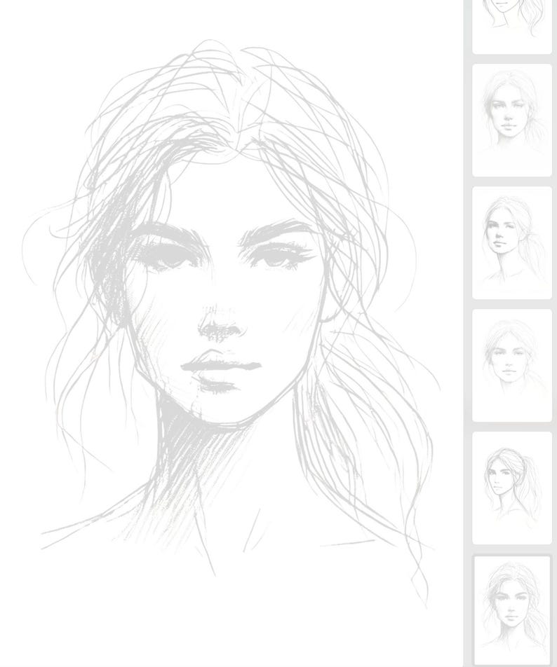 Printable A4 Female Face Sketches – 50 Blank Face Outlines for Tracing ...