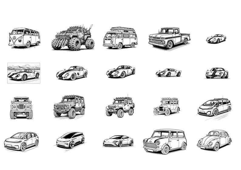 Printable Coloring Pages for Kids - 20 A4 Car Designs - Fun Coloring ...