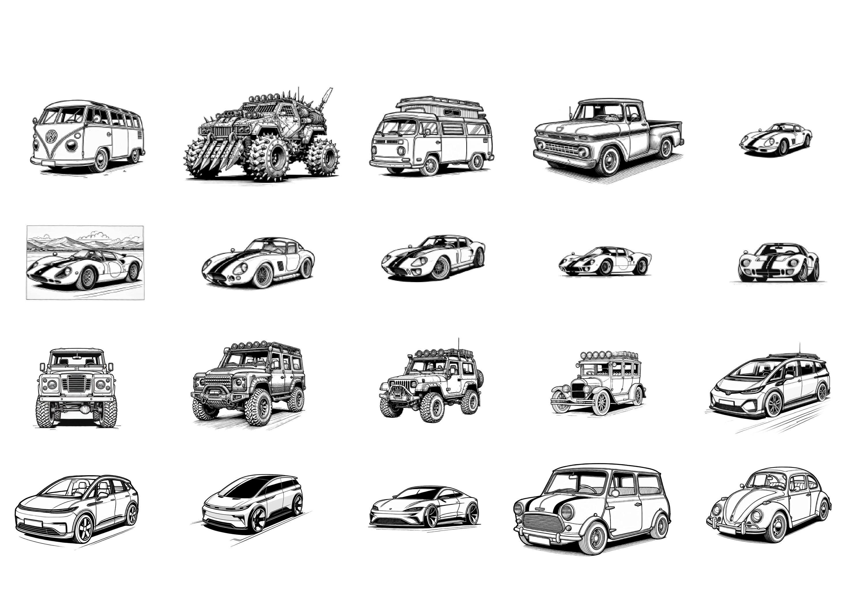 Printable Coloring Pages for Kids - 20 A4 Car Designs - Fun Coloring ...