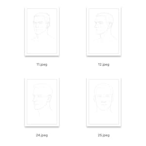 Printable A4 Male Face Sketches – 27 Blank Face Outlines for Tracing ...