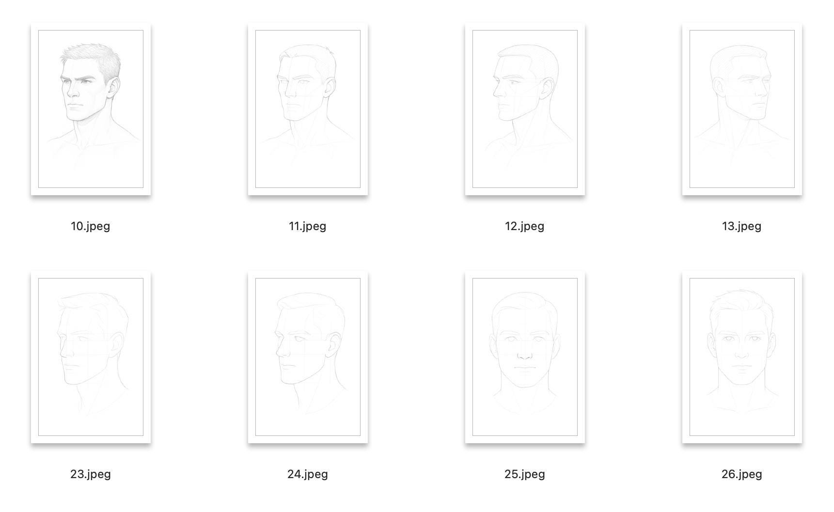Printable A4 Male Face Sketches – 27 Blank Face Outlines for Tracing ...