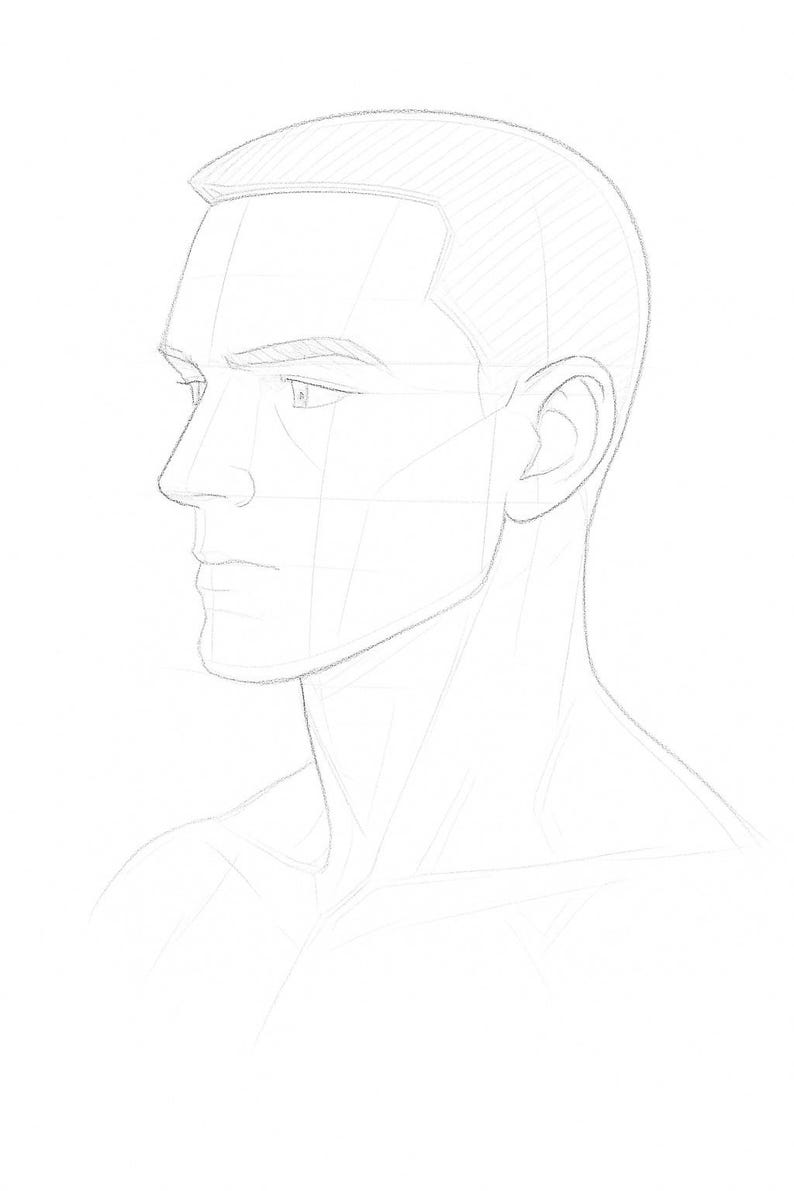 Printable A4 Male Face Sketches – 27 Blank Face Outlines for Tracing ...