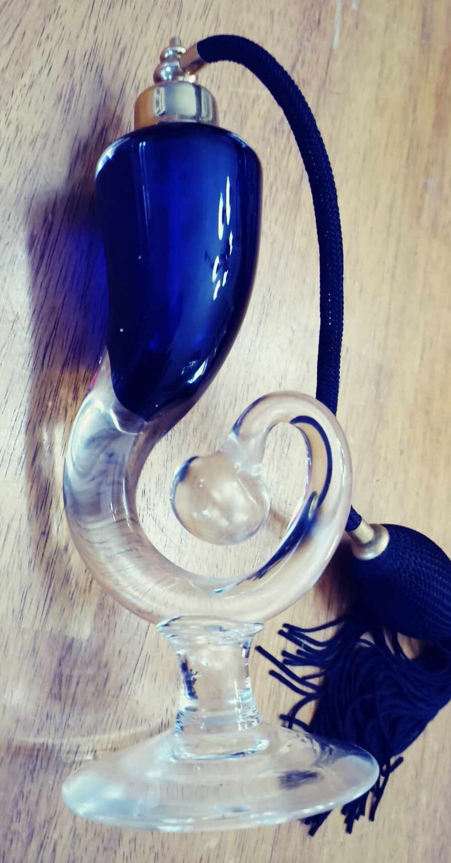Vintage COBALT BLUE Glass Perfume Atomizer Bottle Brass Hardware ...