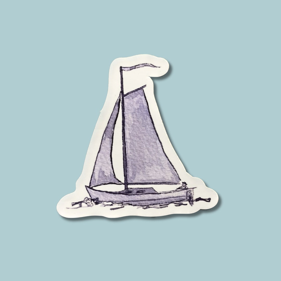 Sailboat Sticker, Watercolor Sticker, Vinyl Waterproof Sticker - Etsy