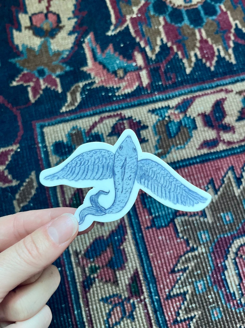 Flying Fish Sticker, Watercolor Sticker, Vinyl Waterproof Sticker - Etsy