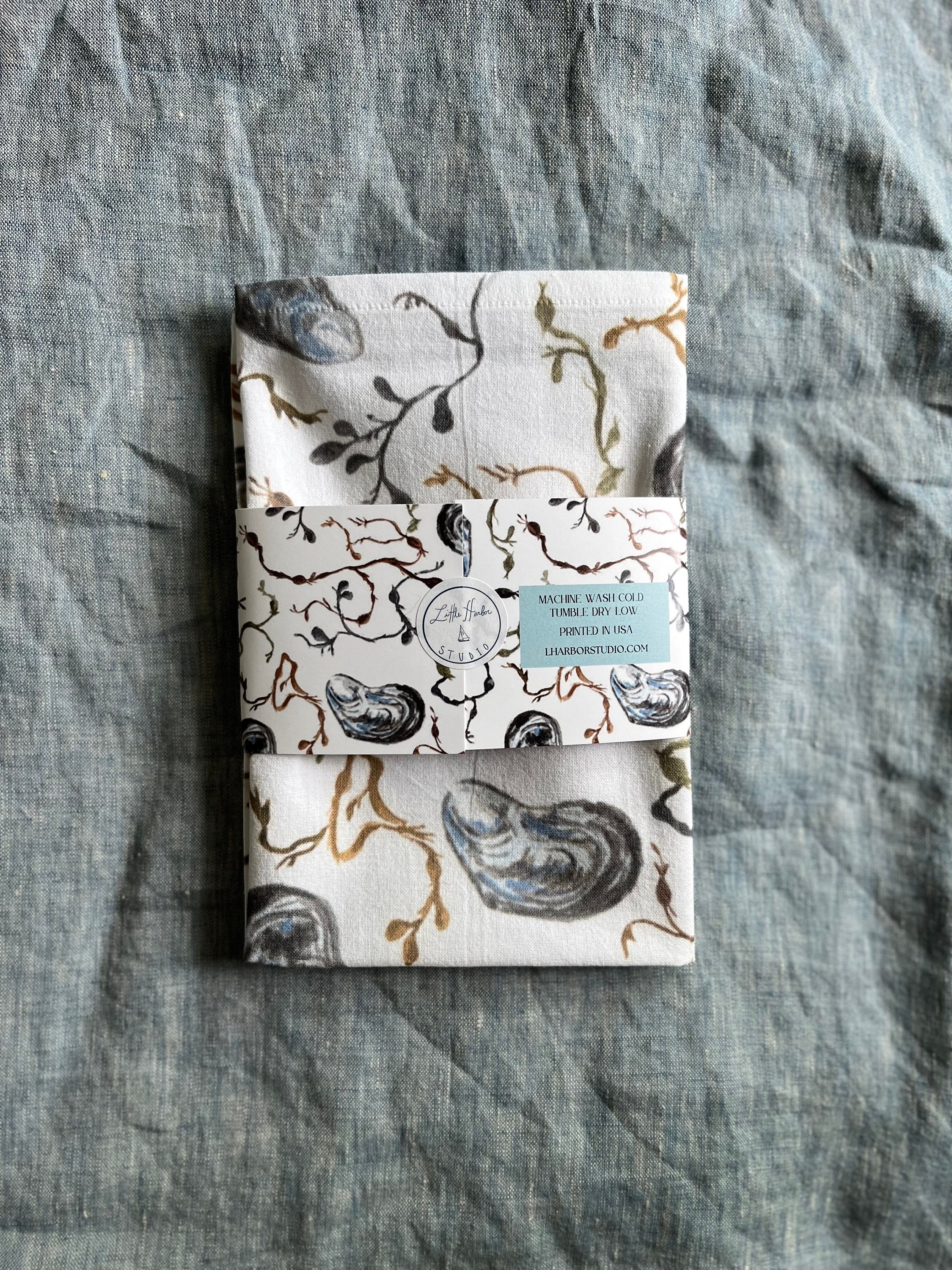 Mussels & Seaweed Tea Towel, Nautical Kitchen Towel - Etsy