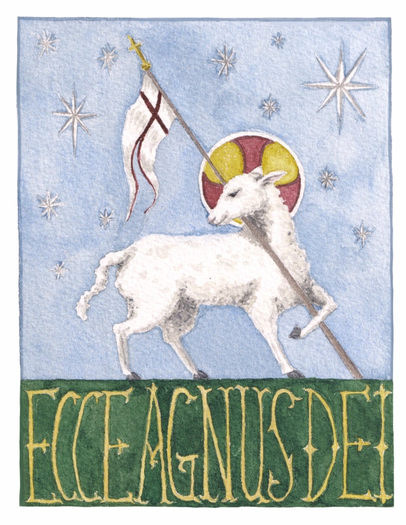 Agnus Dei Fine Art Print, Lamb of God Watercolor Painting Print ...