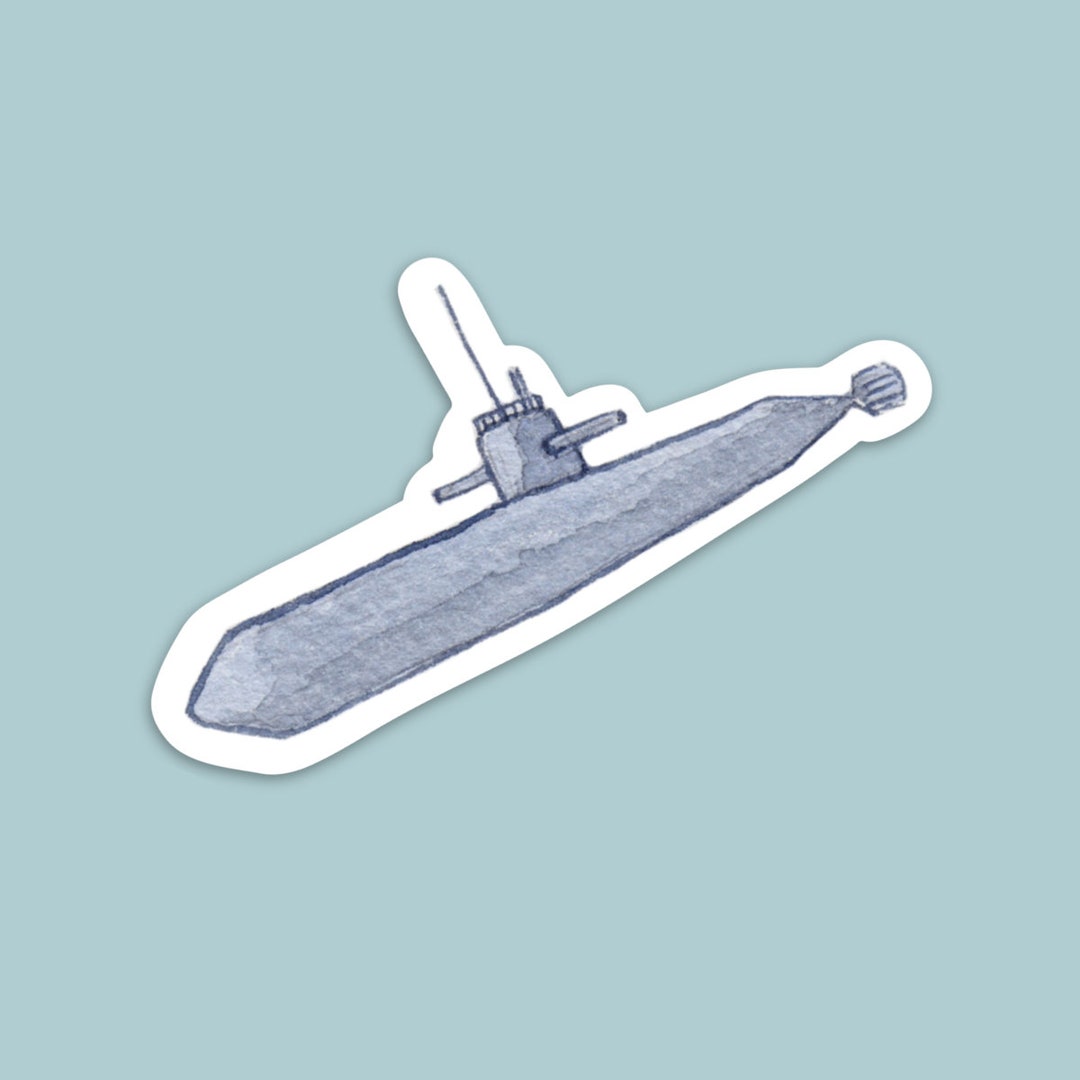 Submarine Sticker, Watercolor Sticker, Vinyl Waterproof Sticker - Etsy