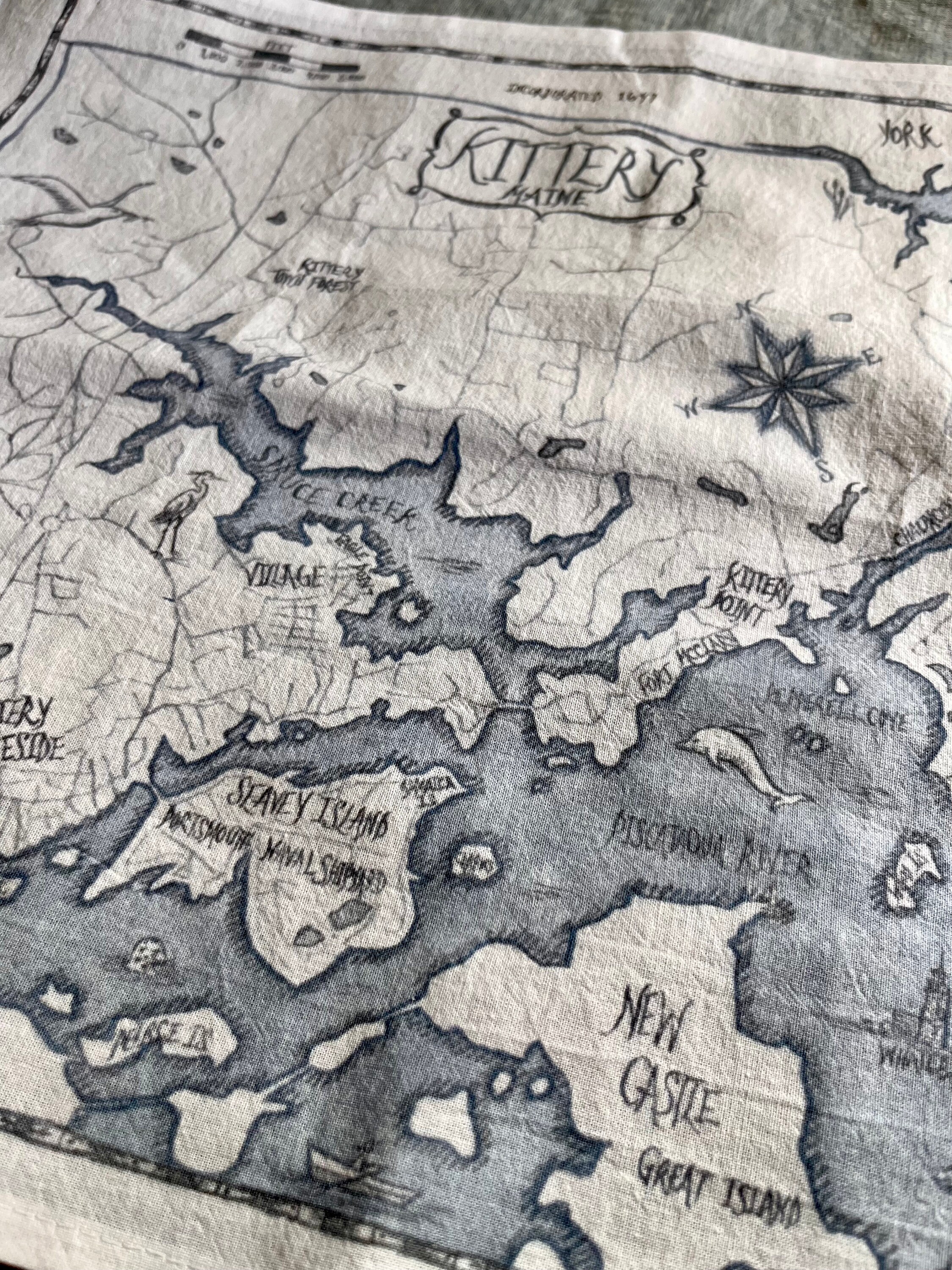 Kittery Map Tea Towel, Nautical Map Kitchen Towel - Etsy