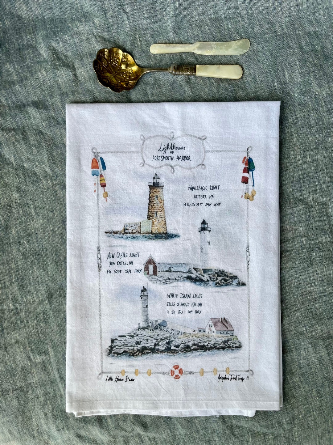 Portsmouth Harbor Lighthouse Tea Towel, Lighthouses of Portsmouth ...