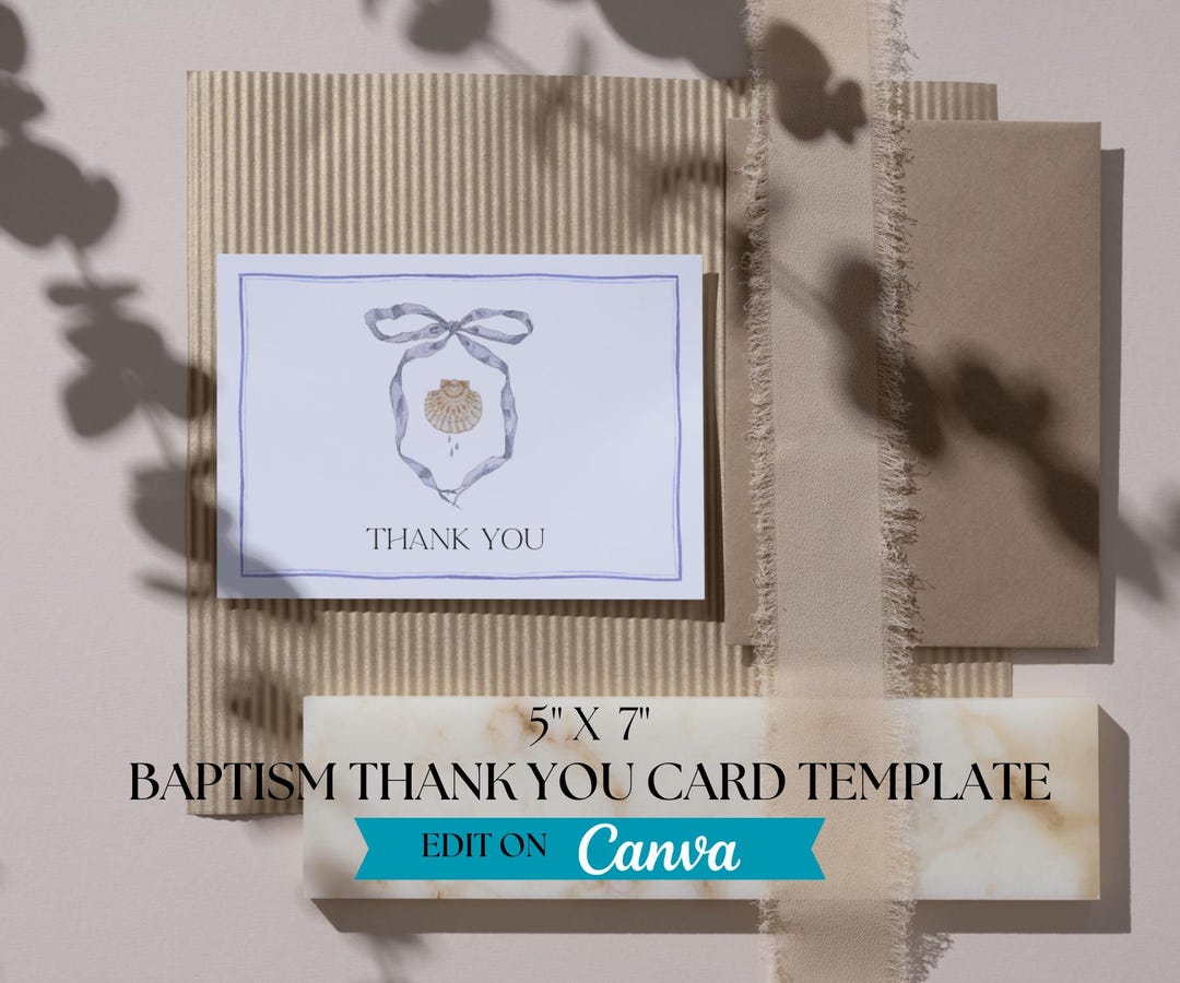 Baptism Thank You Card Digital Download, 5x7 - Etsy