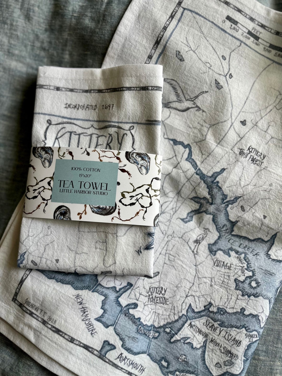Kittery Map Tea Towel, Nautical Map Kitchen Towel - Etsy