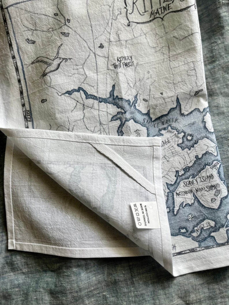 Kittery Map Tea Towel, Nautical Map Kitchen Towel - Etsy