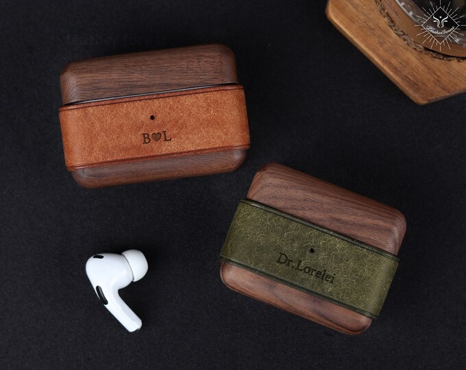 Leather Wood Airpods Case - Airpods Pro 3 Case Cover, Best Christmas ...
