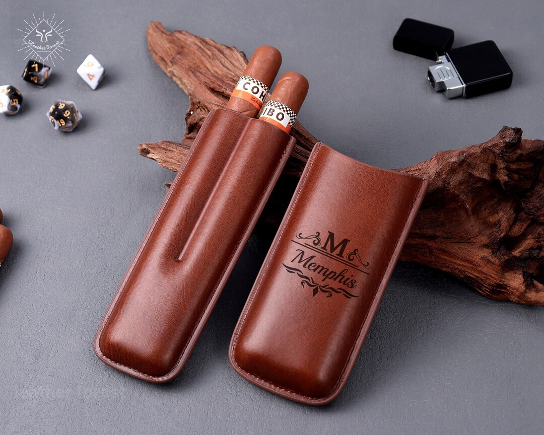 Personalized Cigar Case - Leather Cigar Holder, Cigar Travel Case ...