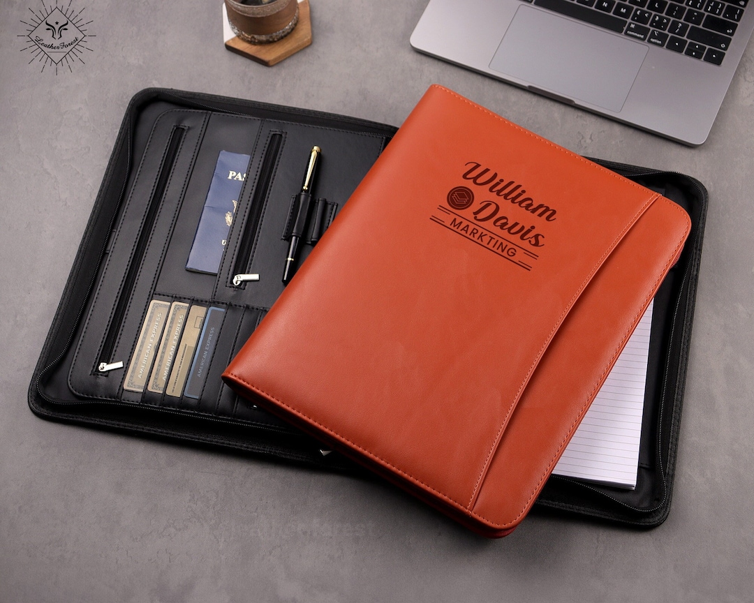 Business Leather Portfolio - Custom Professional Portfolio, Monogram ...