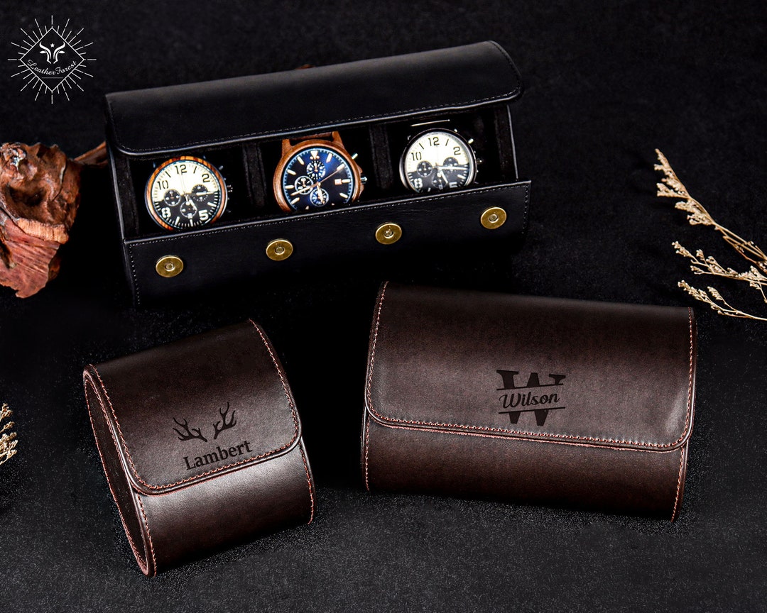 Personalized Leather Watch Box - Genuine Leather Watch Box, Travel ...