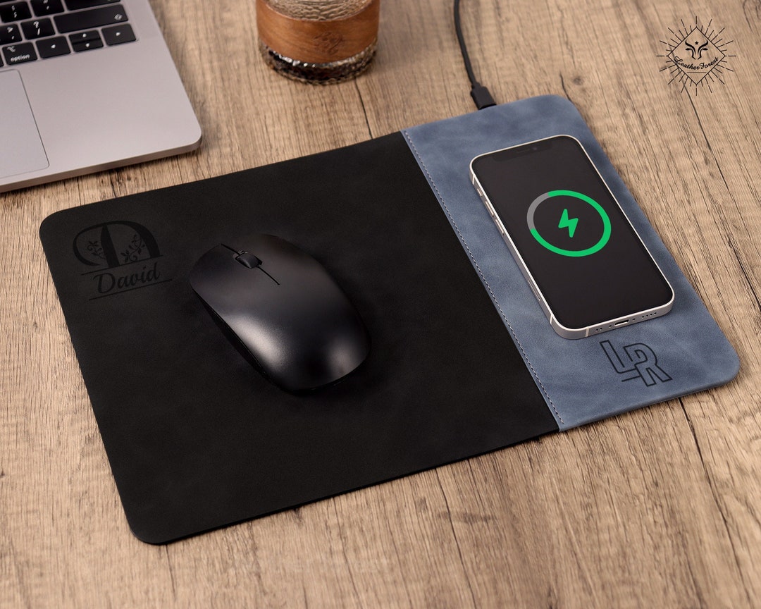 Personalized Leather Mouse Pad - Custom Mouse Pads With Phone Charger ...