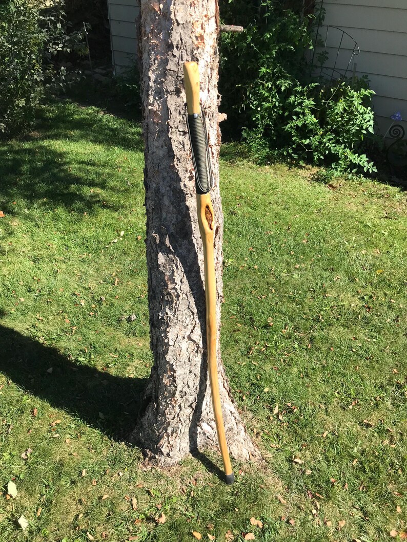 58inch Hiking Stick Ash Wood - Paracord Handgrip - Wrist Loop - Durable ...