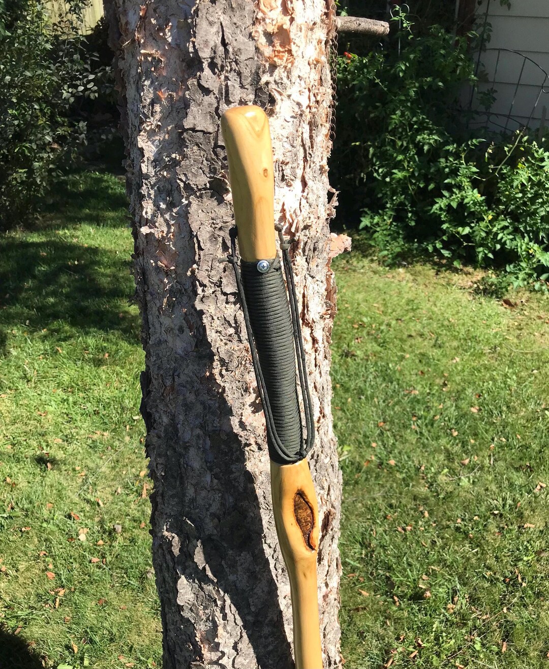 58inch Hiking Stick Ash Wood - Paracord Handgrip - Wrist Loop - Durable ...