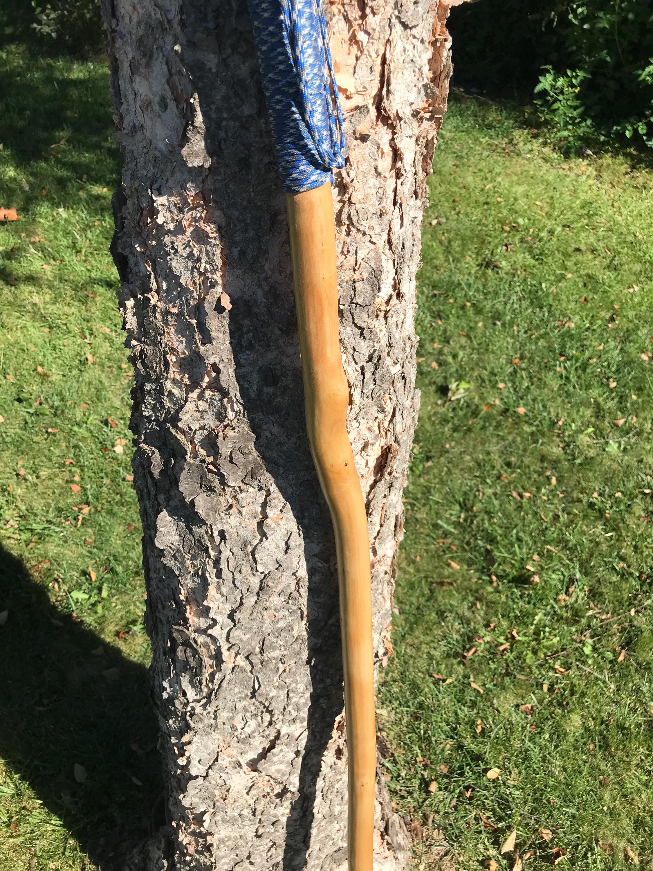 Hiking Stick 60in Buckthorn Wood Natural Bend 550 Paracord Handgrip ...