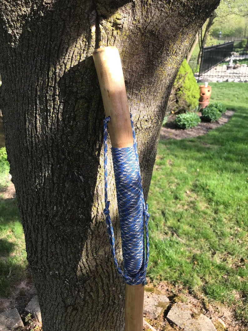 Hiking Stick 60in Buckthorn Wood Natural Bend 550 Paracord Handgrip ...