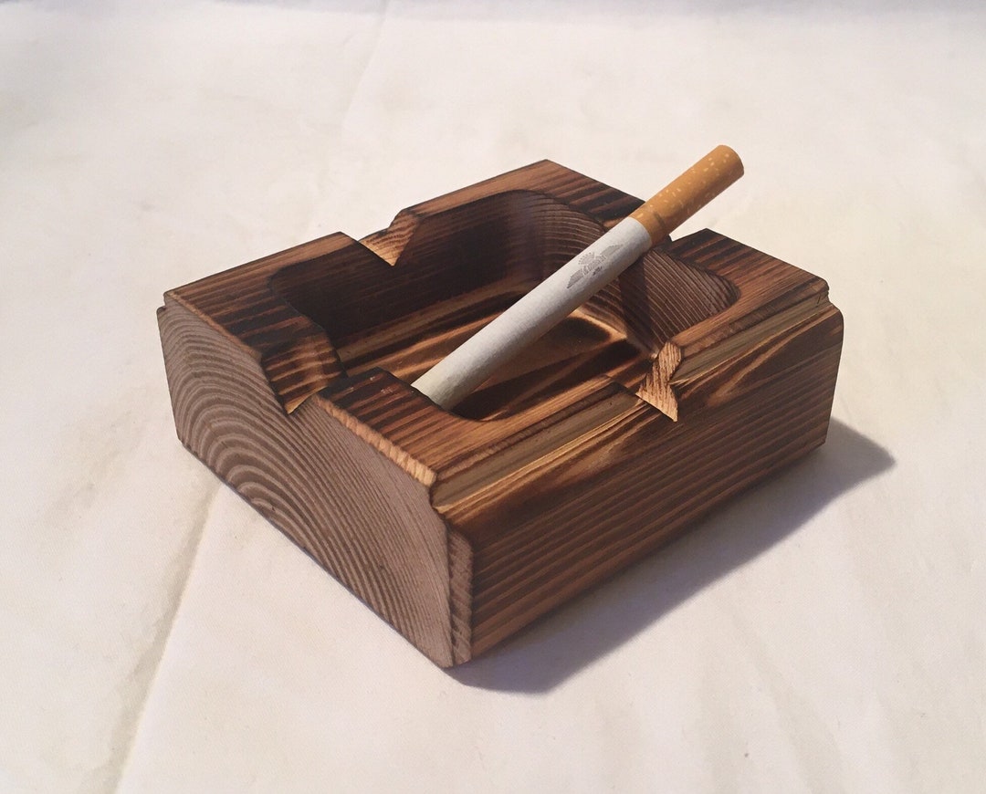 Wooden Ash Tray 3.5in X 3.5in X 2in Handmade Rustic Design Reclaimed ...