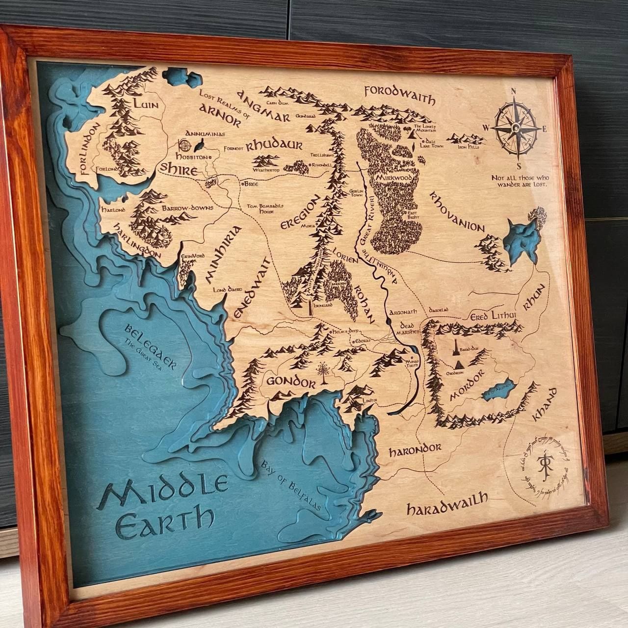MIDDLE EARTH Wood Map Lord of the Rings | Etsy