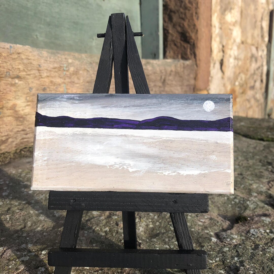 Moonscape Painting and Easel - Etsy
