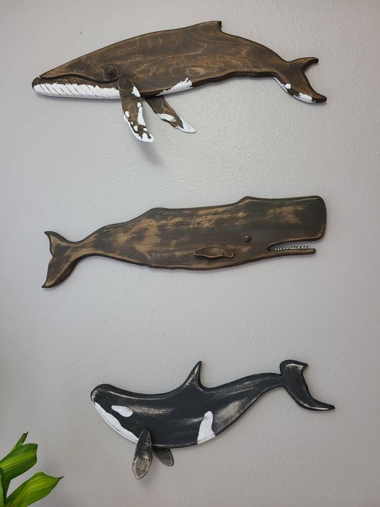 Rustic Wooden Humpback Whale Wall Art 26 Long Nautical - Etsy