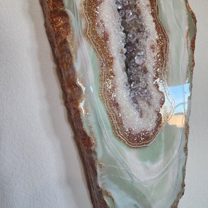 Resin Geode Agate Sculpture | Large Jade Green Onyx Art | Modern Home ...