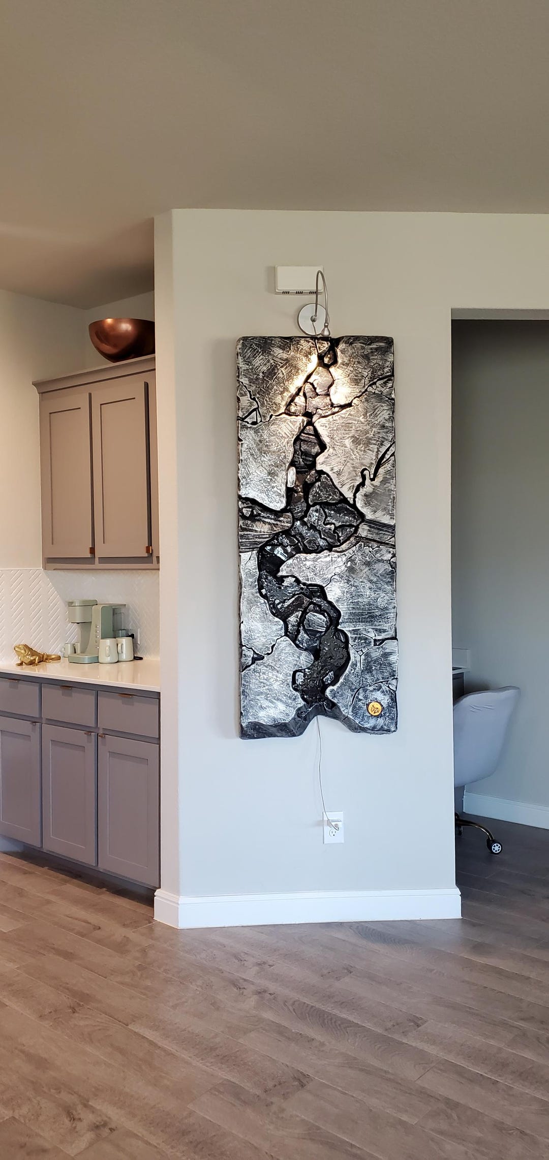 Large Dark Stone Slab Wall Sculpture | Modern Living Room | Masculine ...