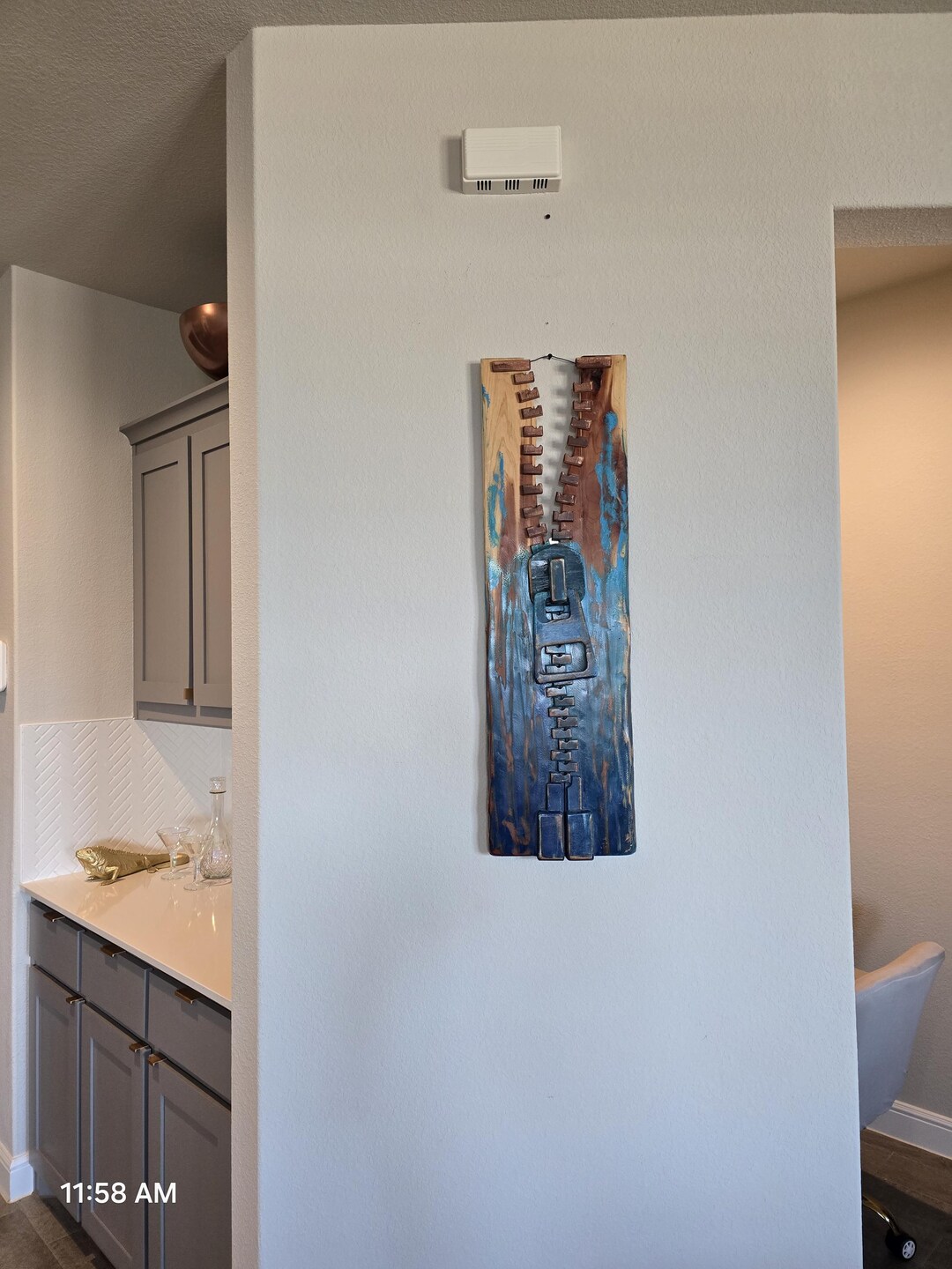 Blue Wood Zipper | 36inch | Thick Drift Wood Ocean Art Wall Sculpture ...