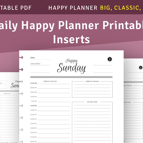 BIG Happy Planner PRINTABLE Daily Calendar Inserts / Refills | Etsy
