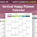 Two Pages Vertical Calendar, Year on Two Pages Printable Insert for ...