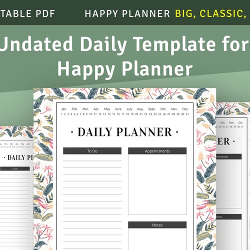 Day Happy Planner Template Printable Daily Insert for Happy - Etsy