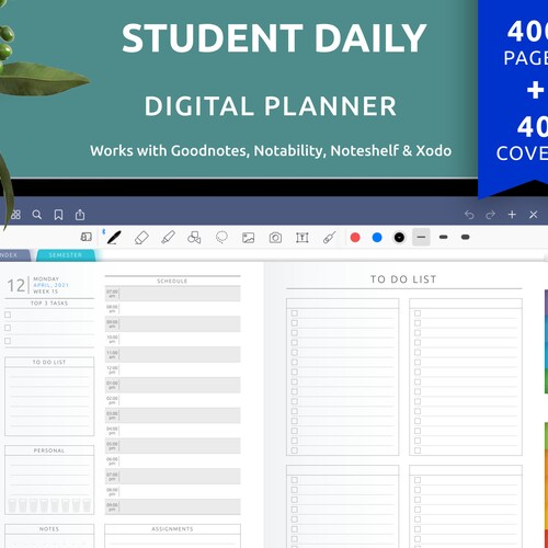 Digital Student Daily Planner for Goodnotes Notability | Etsy