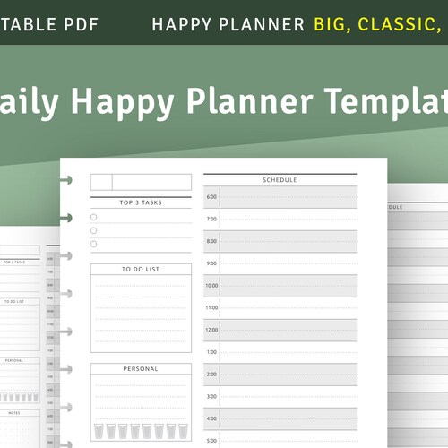 Day Happy Planner Template Printable Daily Insert for Happy - Etsy