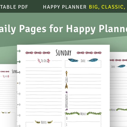 Undated Daily Pages for Happy Planner Classic / Big / Mini - Etsy