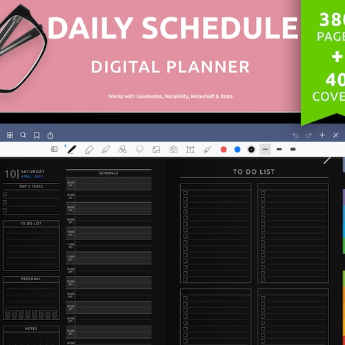 Digital Daily Schedule for Goodnotes Notability Daily To-do - Etsy