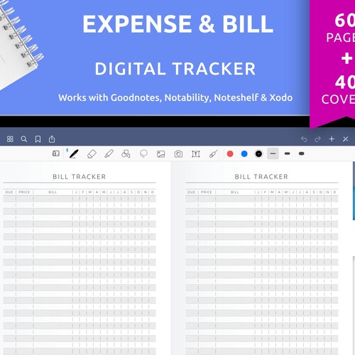 Digital Bill & Expense Tracker for Goodnotes Notability - Etsy