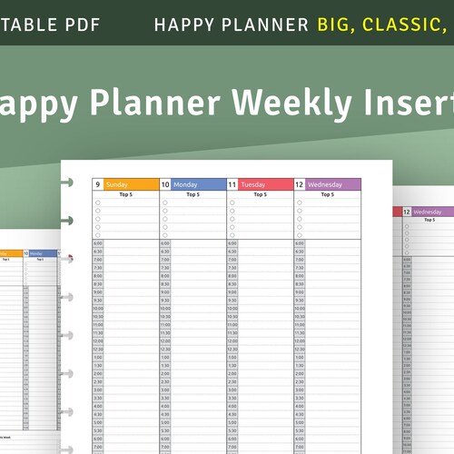 EDITABLE Happy Planner Printable Inserts Weekly Checklist | Etsy