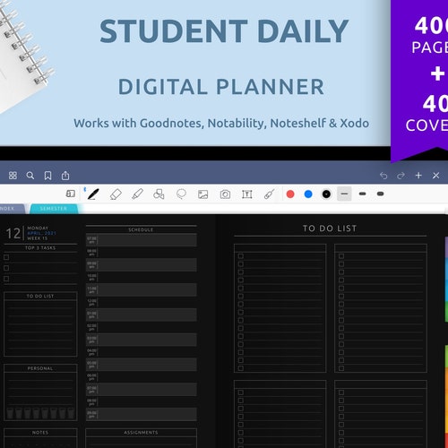 Student Daily Digital Planner for Goodnotes Notability Study - Etsy
