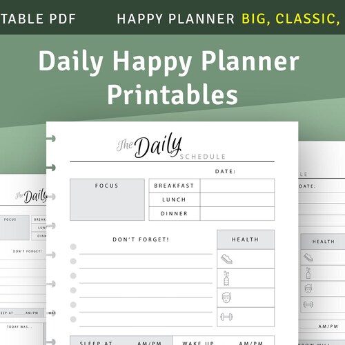 Daily Checklist Template for Happy Planner Classic Mini Big | Etsy
