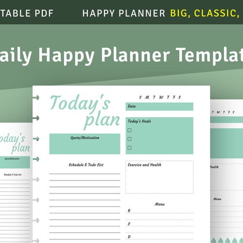 Daily Checklist Template for Happy Planner Classic Mini Big | Etsy